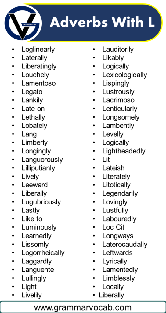 Adverbs That Start With L - GrammarVocab