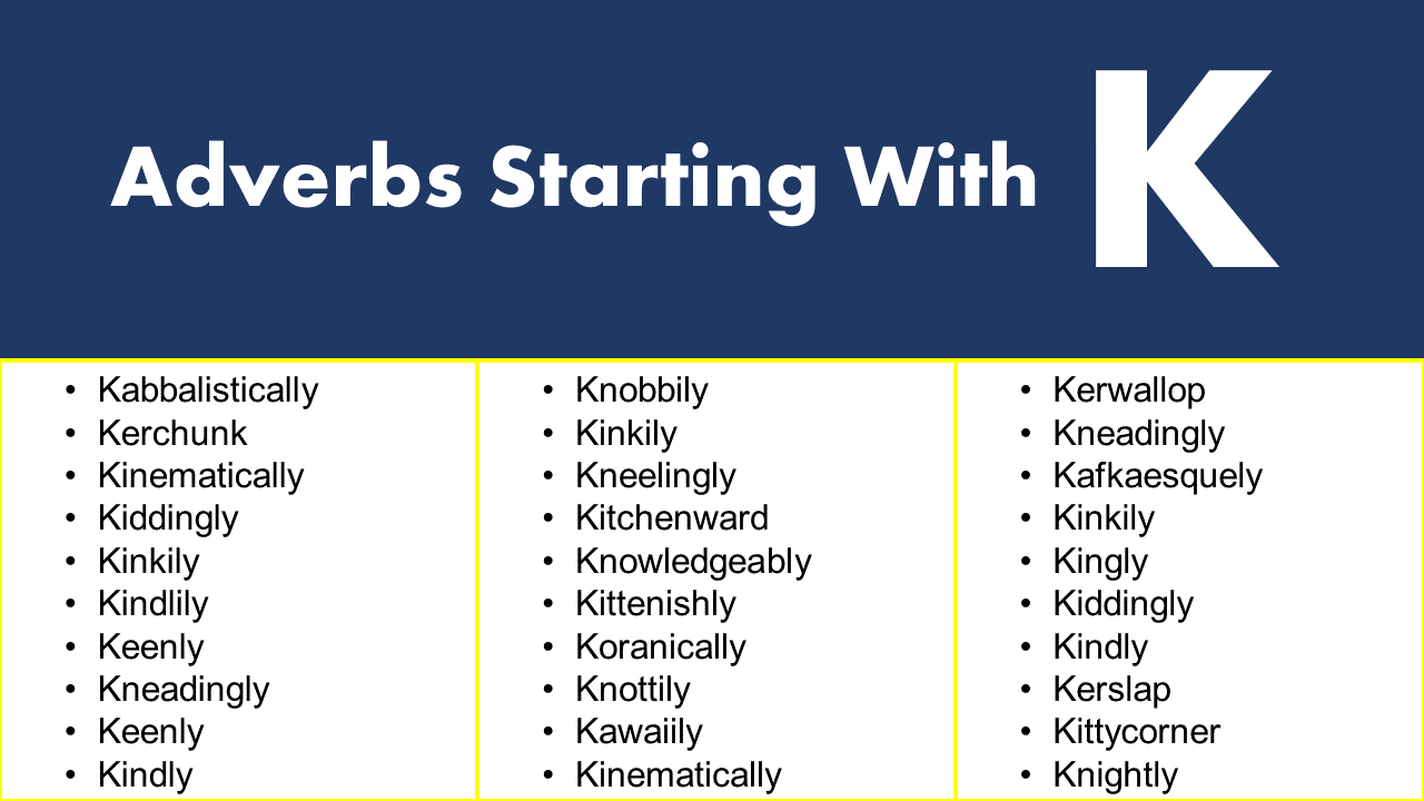 Adverbs That Start With K - GrammarVocab
