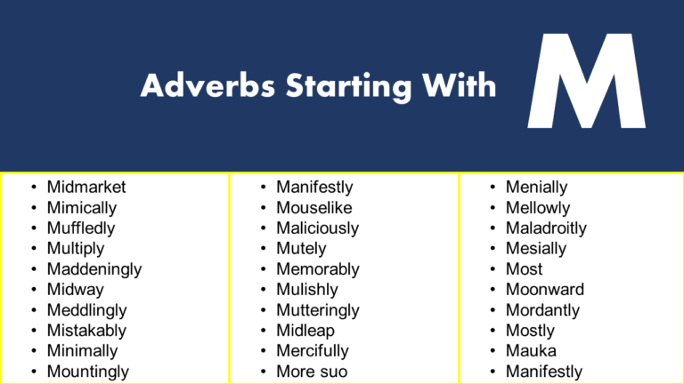 Adverbs That Start With M - List Of Adverbs - GrammarVocab