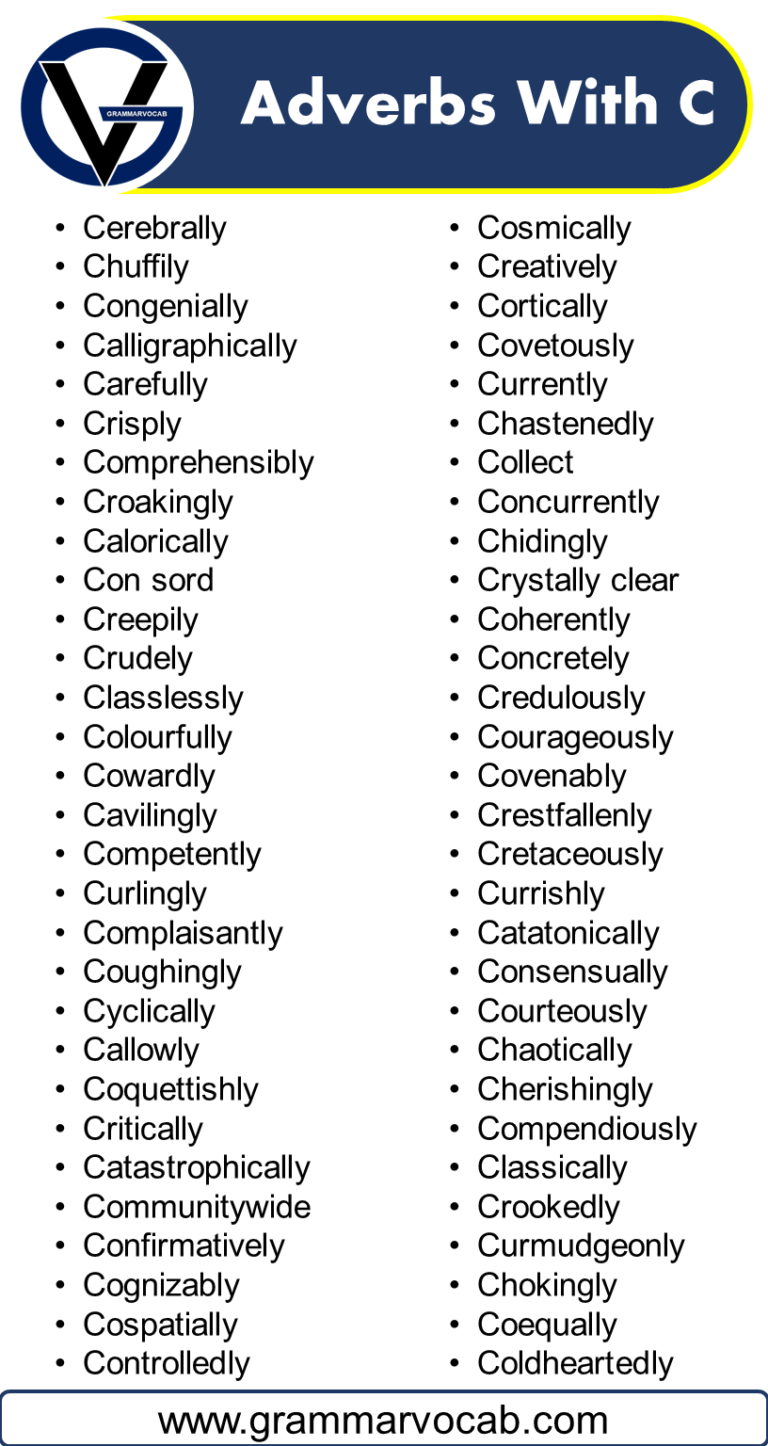 Adverbs That Start With C – Adverbs Word - GrammarVocab