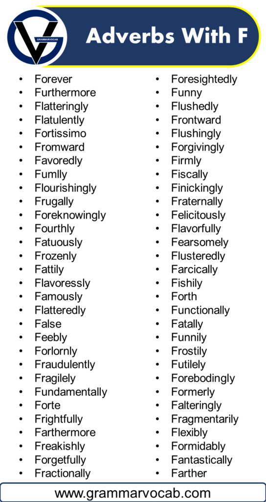 Adverbs That Start With F - Adverbs With F - GrammarVocab