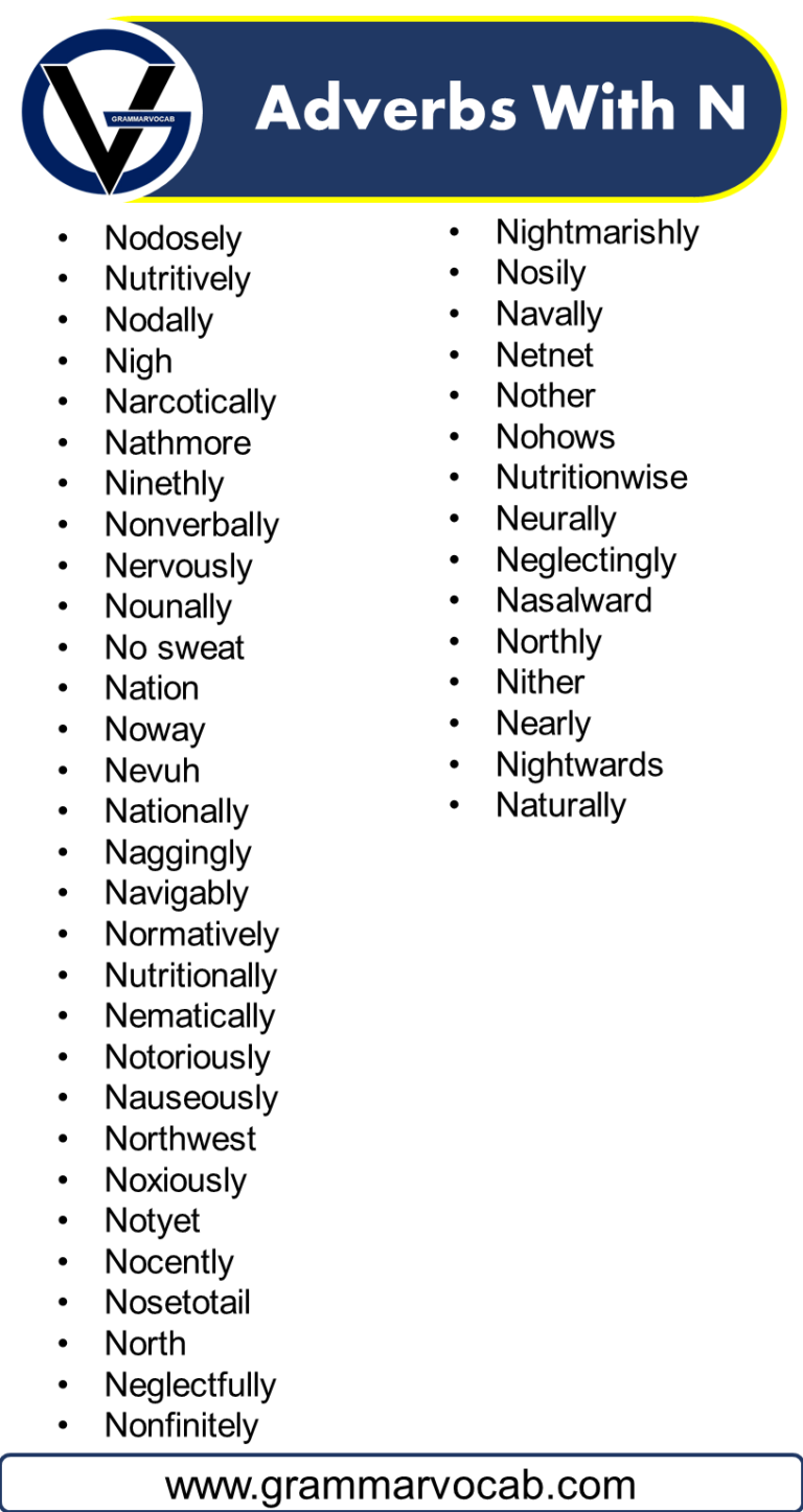 Adverbs That Start With N - List Of Adverbs - GrammarVocab
