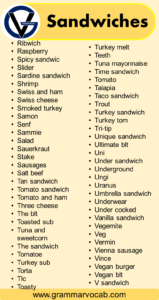 Sandwiches That Start With A To Z - Sandwiches Names - GrammarVocab