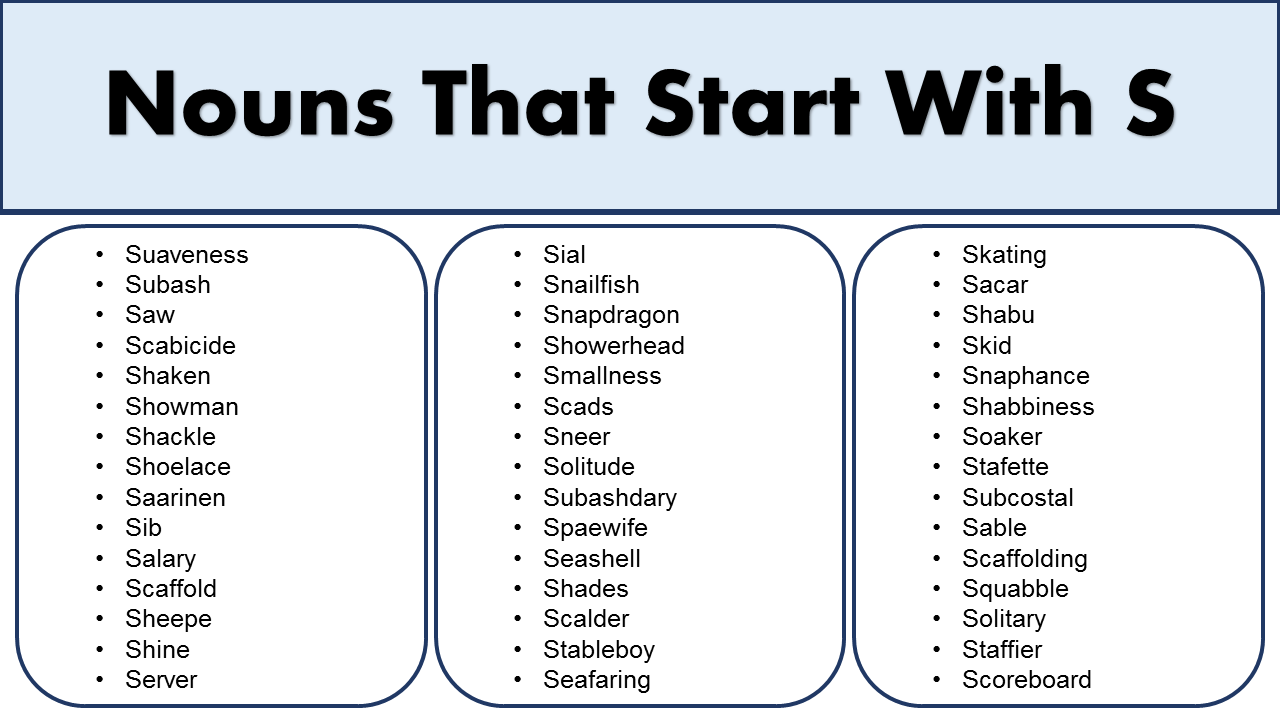 List Of Nouns That Start With S GrammarVocab