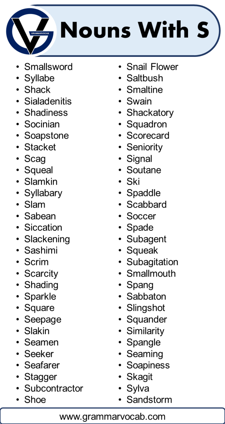 List of Nouns That Start With S - GrammarVocab