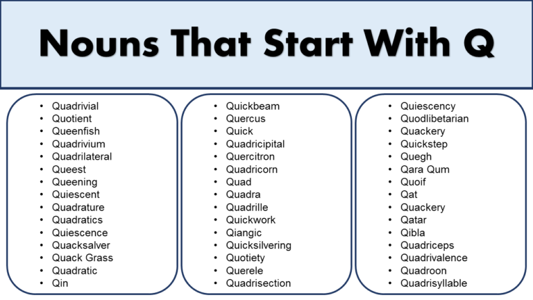 Nouns That Start With Q - List Of Noun - GrammarVocab