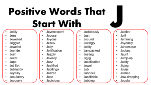 Positive Words Starting With J - GrammarVocab