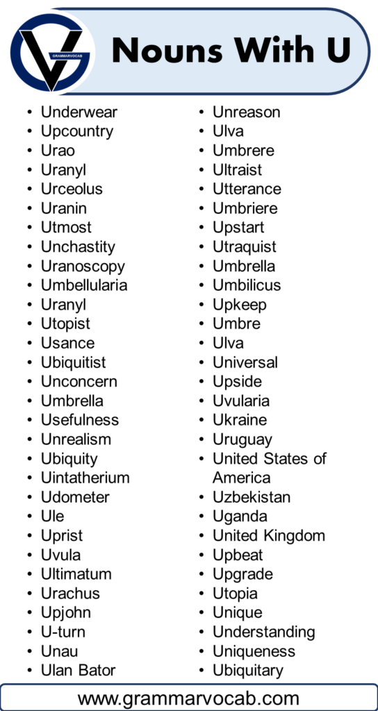 Nouns That Start With U - List Of Noun - GrammarVocab