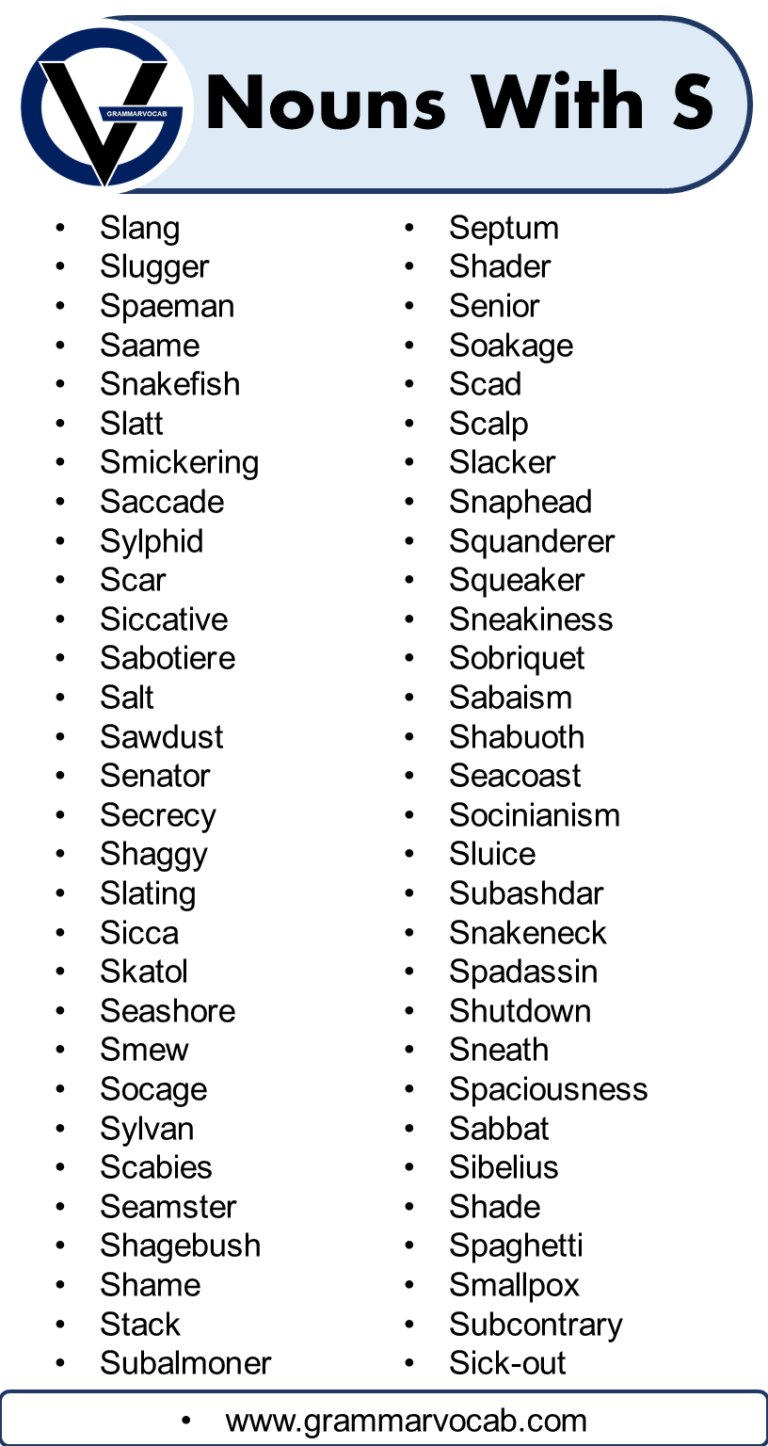 List of Nouns That Start With S - GrammarVocab