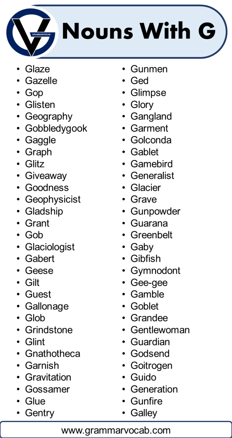List of Nouns That Start With G - GrammarVocab