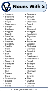 List of Nouns That Start With S - GrammarVocab