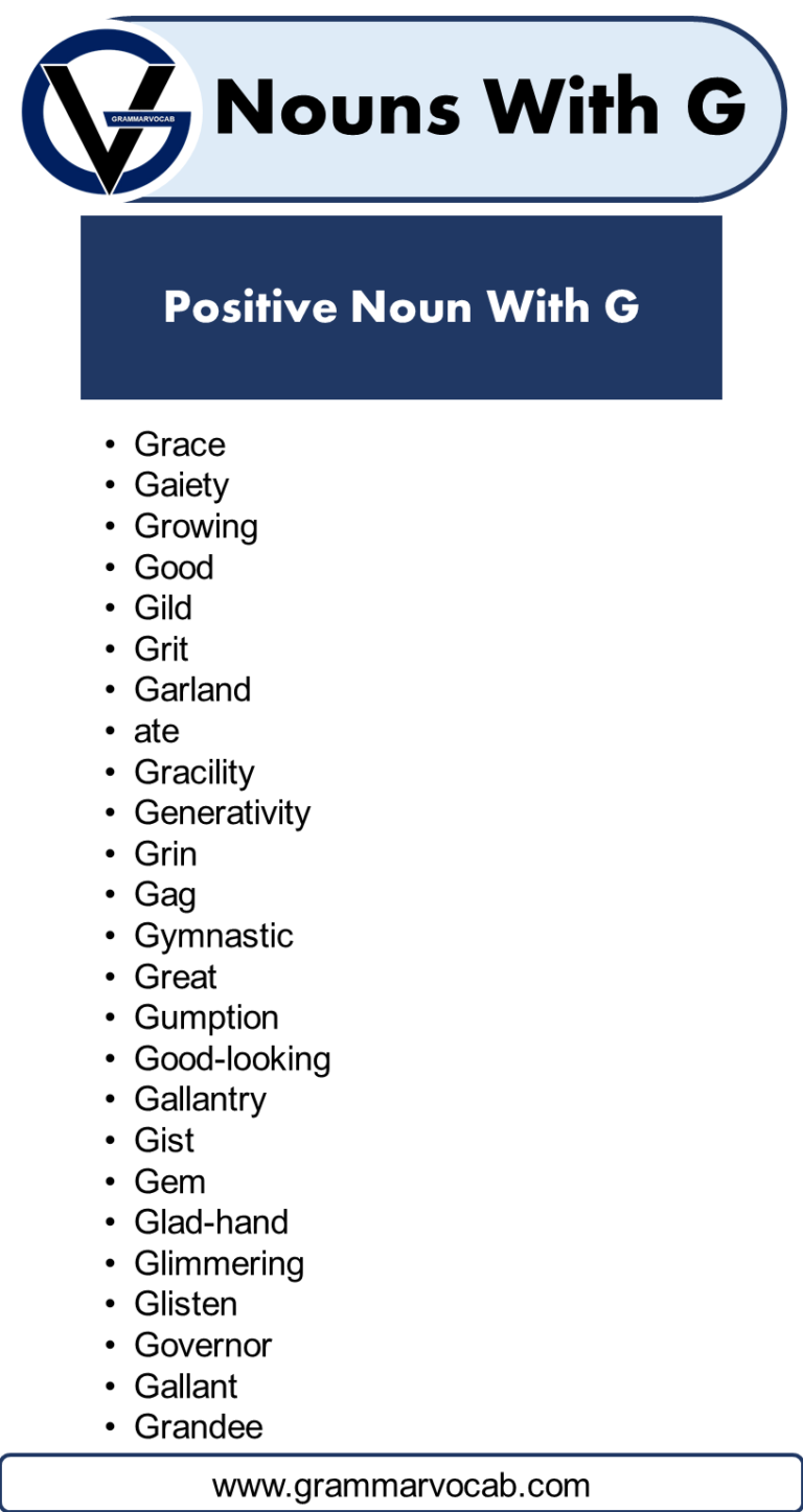 List of Nouns That Start With G - GrammarVocab