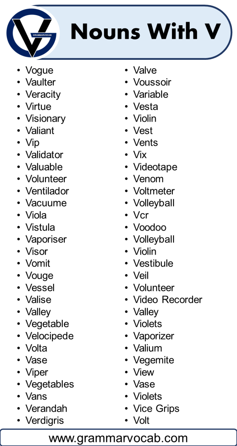 List of Nouns That Start With V - GrammarVocab