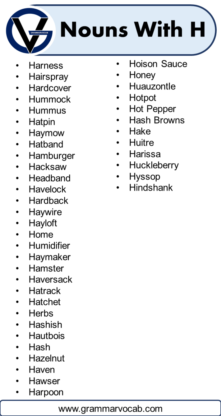 List of Nouns That Start With H - GrammarVocab