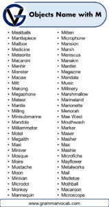 Nouns That Start With M - English Vocabulary - GrammarVocab