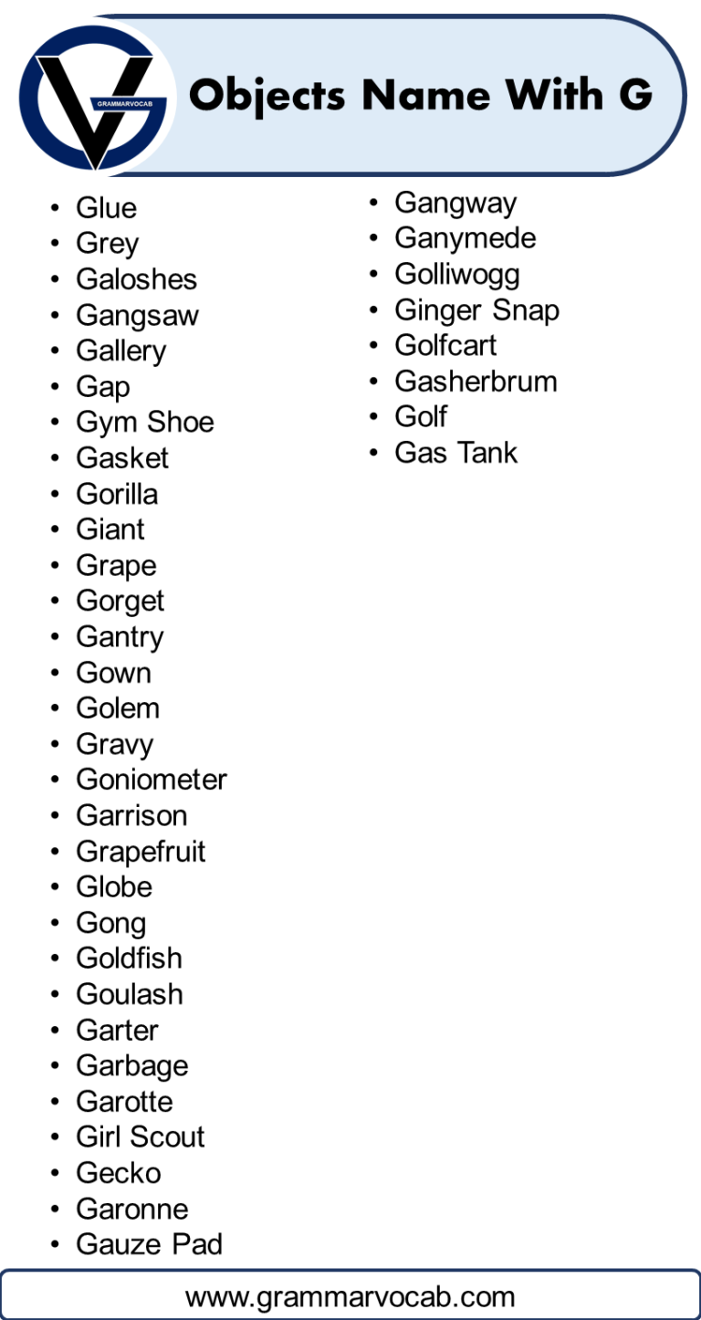 List of Nouns That Start With G - GrammarVocab