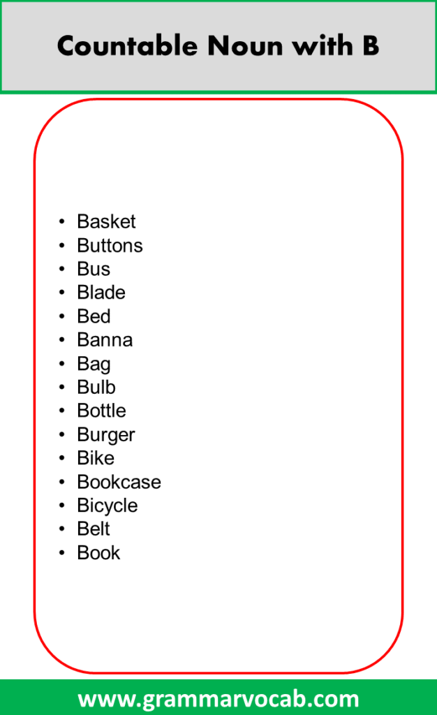 Nouns Starting With B - GrammarVocab