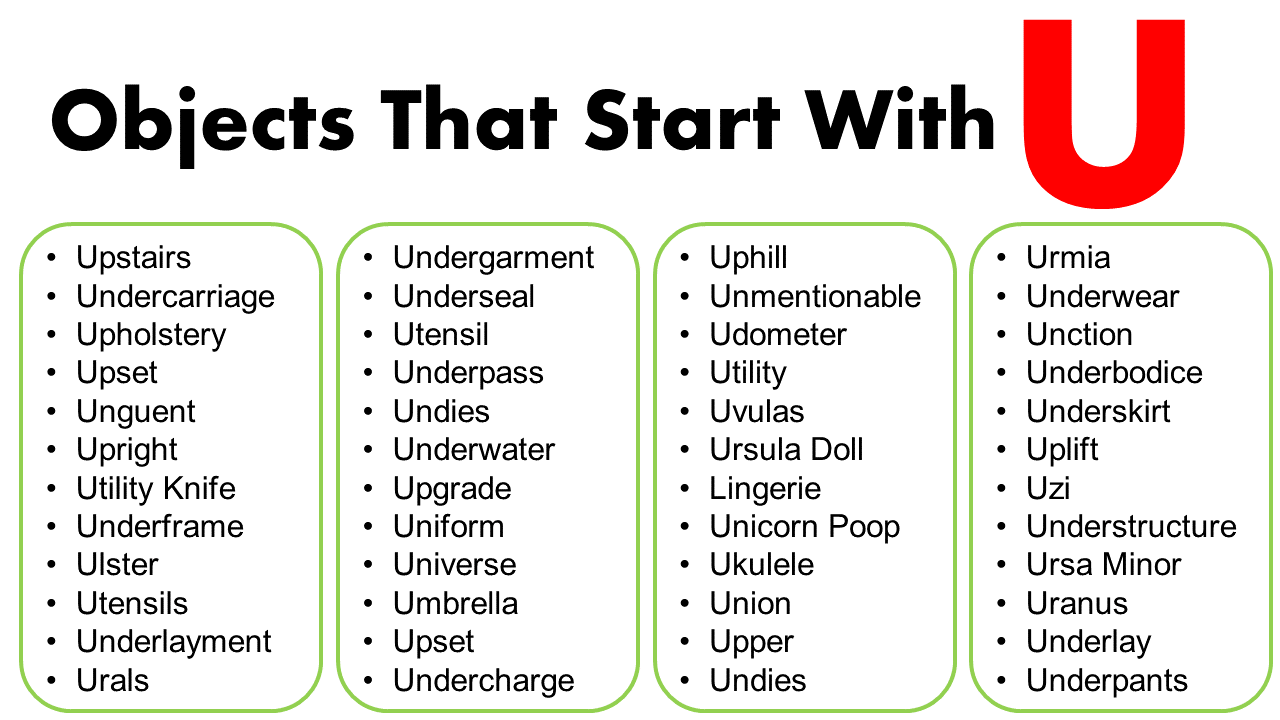 100 Objects That Start With U GrammarVocab