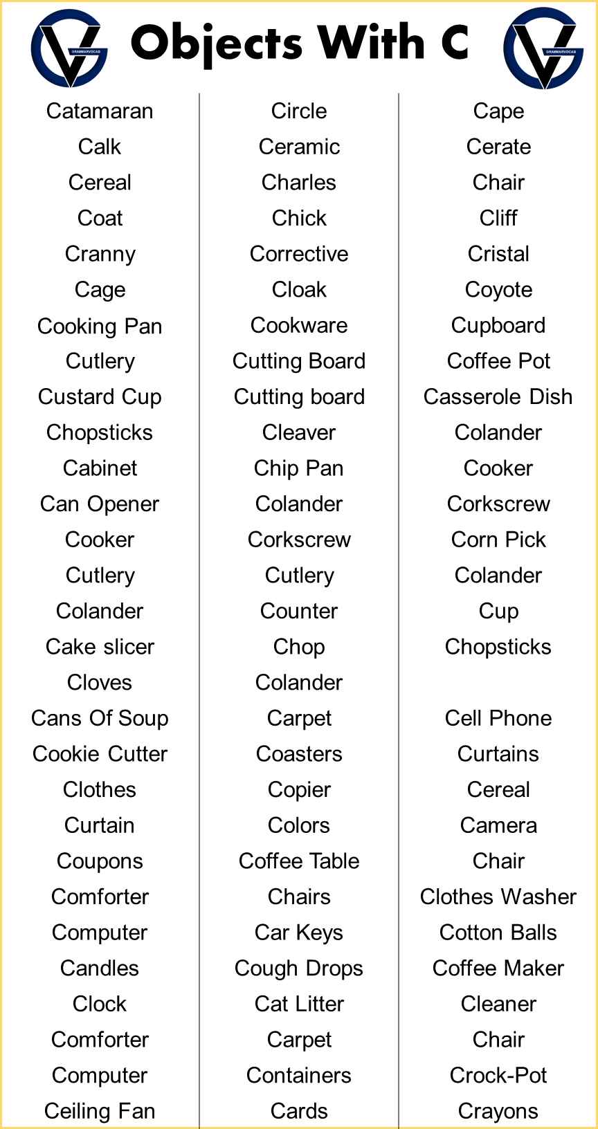 Objects That Start With C GrammarVocab