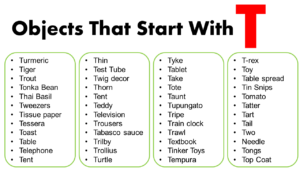 Objects That Start With T - GrammarVocab