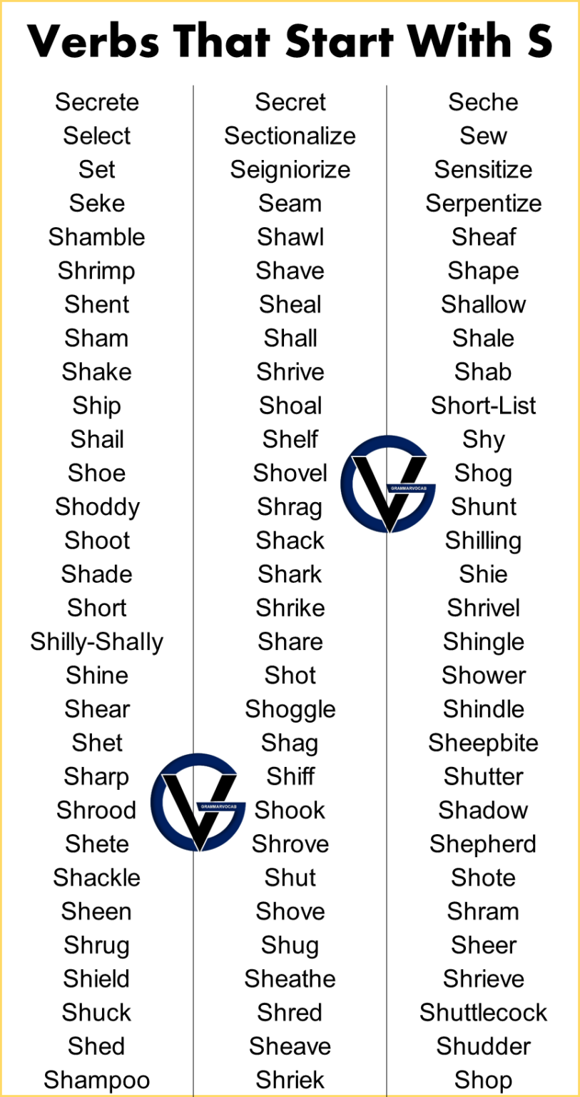 Verbs That Start With S - GrammarVocab