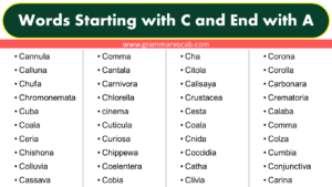 Words That Start with C and End with A - GrammarVocab