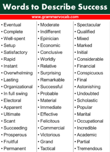 Words to Describe Success - GrammarVocab