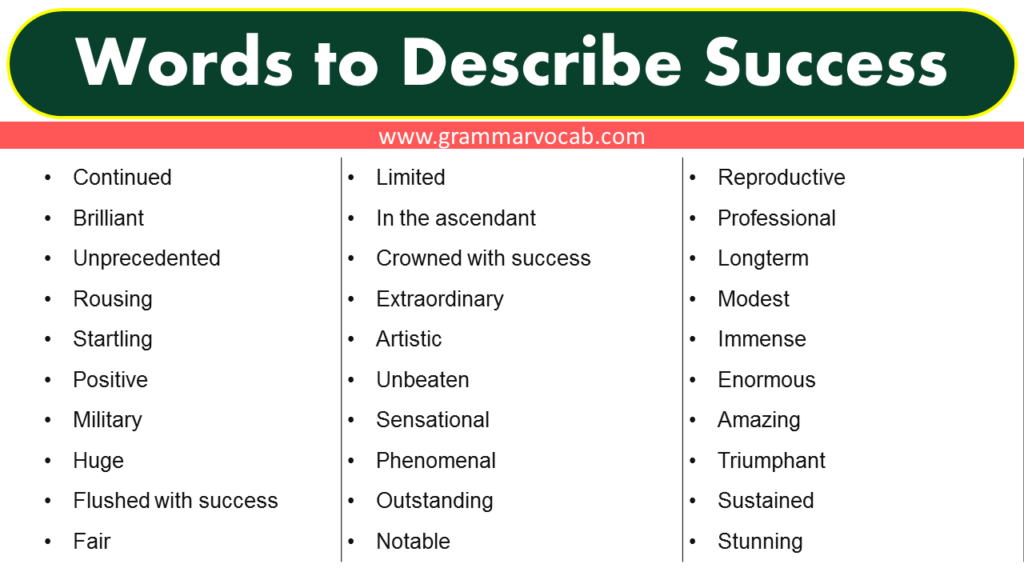 Words To Describe Success GrammarVocab Words To Describe Success GrammarVocab