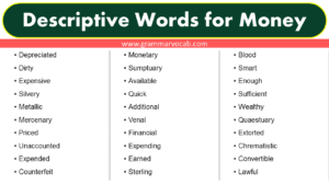 List of Descriptive Words for Money - GrammarVocab