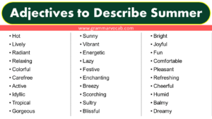 Adjectives to Describe Summer - GrammarVocab