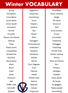 Vocabulary about winter - GrammarVocab