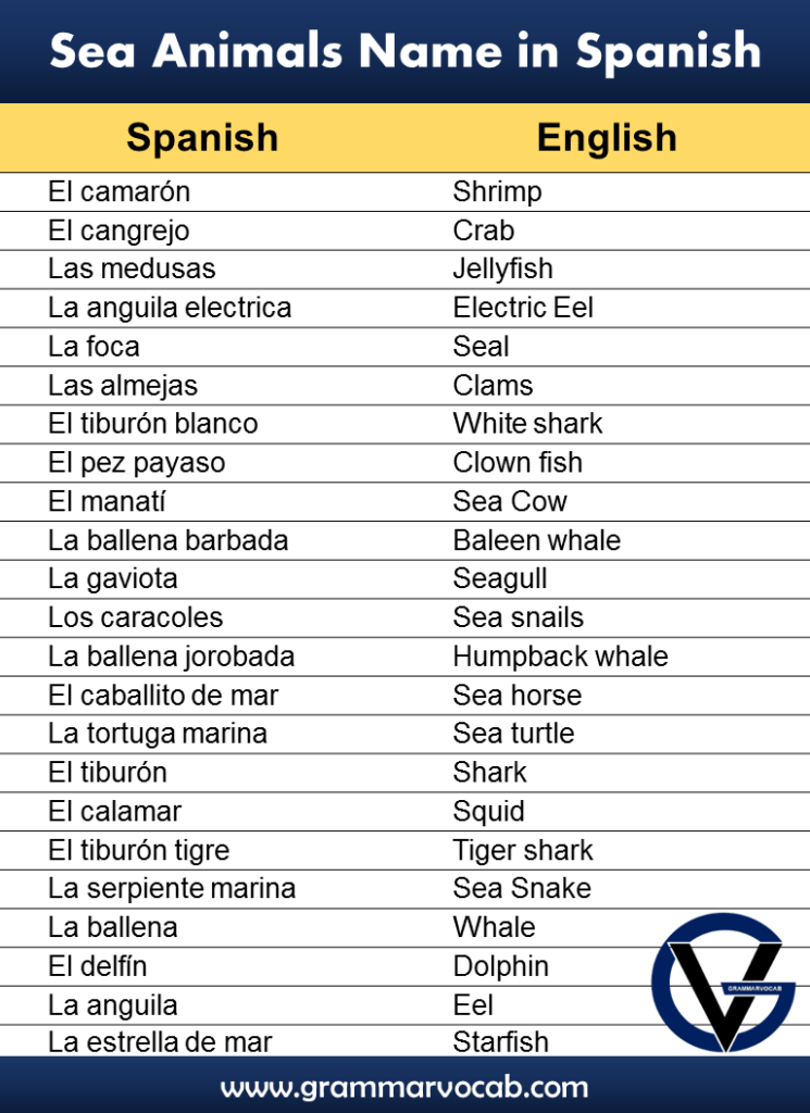 Names of Animals in Spanish - GrammarVocab