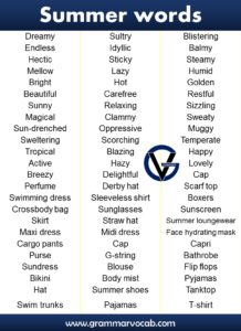 List Of Summer Words - GrammarVocab