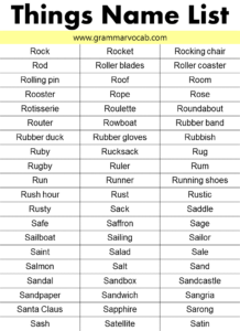 Things Name List A to Z | Objects Name - GrammarVocab