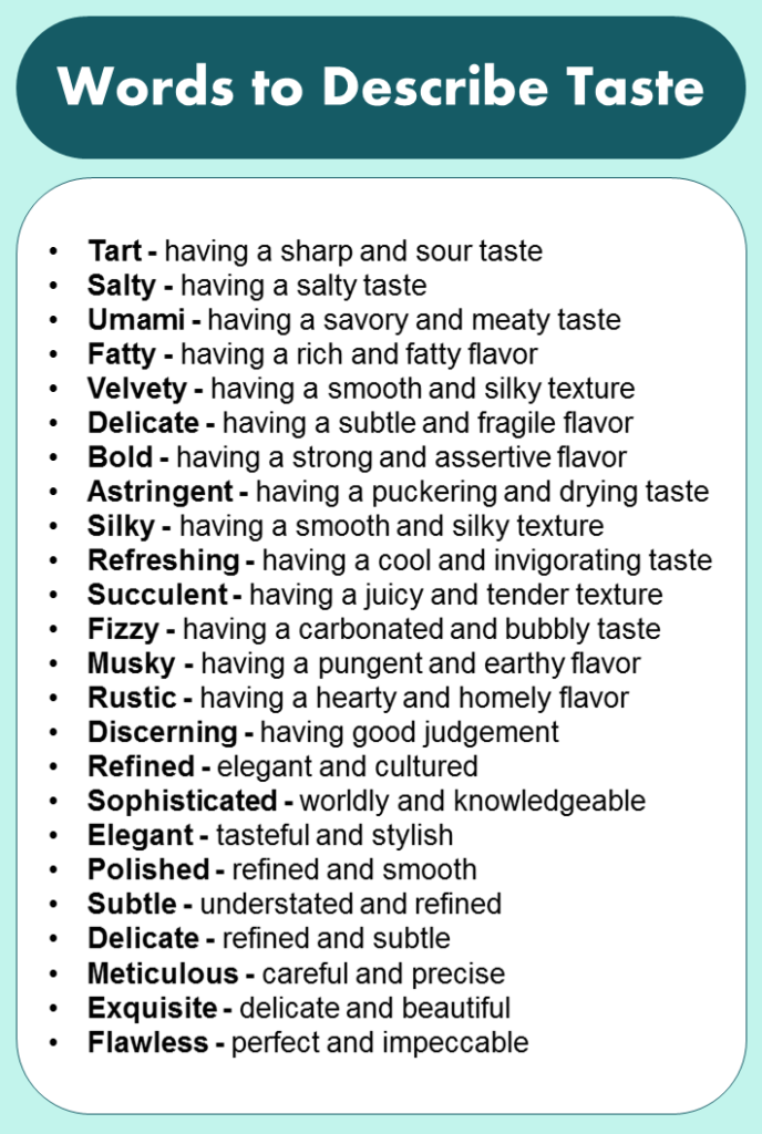 Words to Describe Taste and Flavor - GrammarVocab