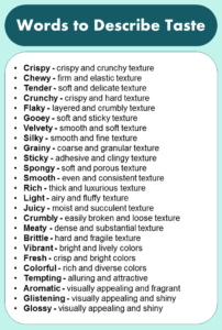 Words to Describe Taste and Flavor - GrammarVocab