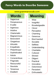 Fancy Words with Meaning - GrammarVocab