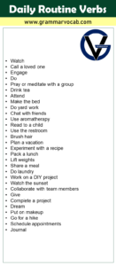 Daily Routine Verbs List - GrammarVocab