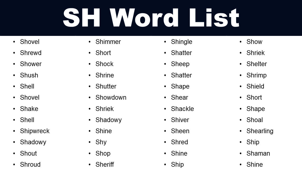 SH Word List List Of SH Words In English GrammarVocab SH Word List List Of SH Words In English GrammarVocab