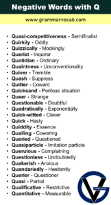 List of Negative Words That Start with Q - GrammarVocab