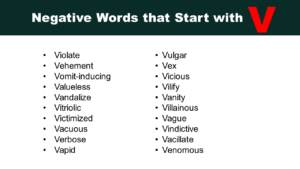 Negative Words That Start with V - GrammarVocab