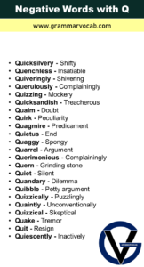 List of Negative Words That Start with Q - GrammarVocab