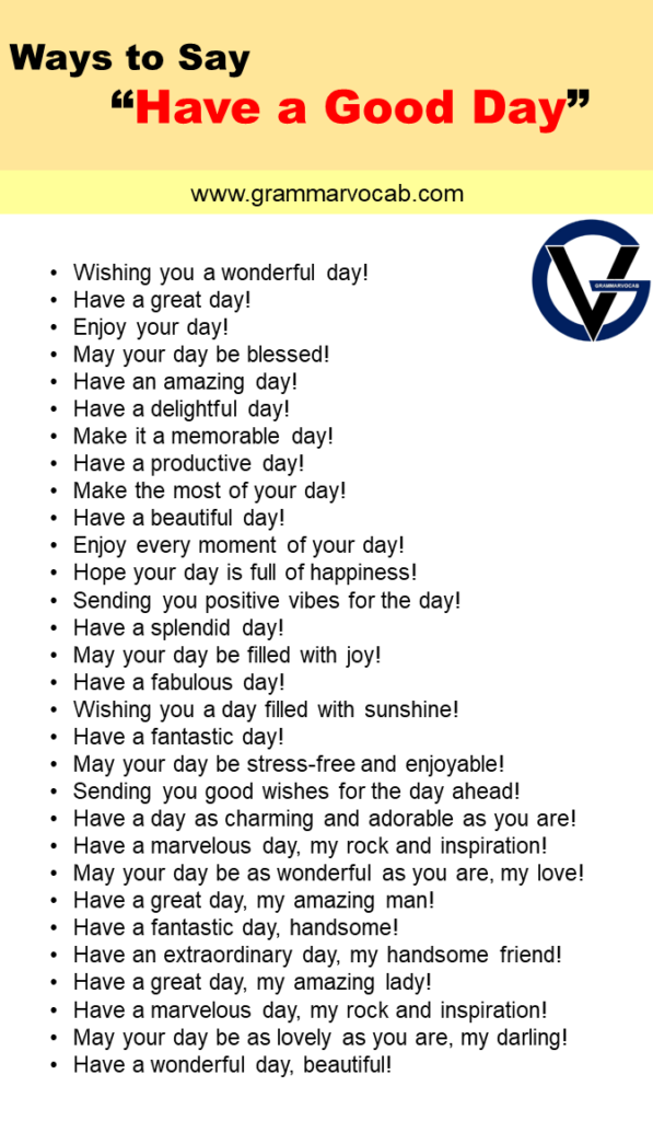 Other Ways to Say Have a Good Day: Unique, Romantic & Funny - GrammarVocab