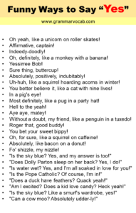 Ways to Say Yes: Cute, Funny & Creative - GrammarVocab