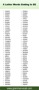 List of Words that End in "EE" - GrammarVocab