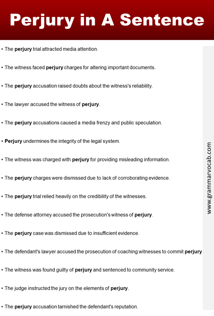 Perjury in A Sentence: Definition, Meaning and Example - GrammarVocab