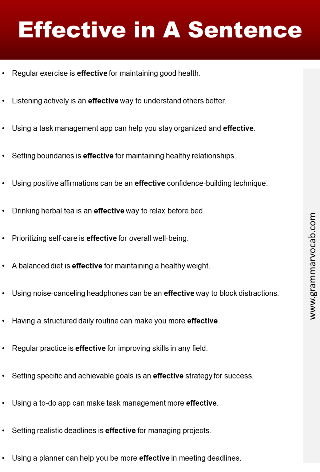 Sentences with Effective: Use Effective in A Sentence - GrammarVocab