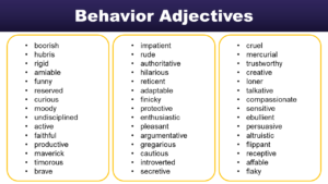 Behavior Adjectives: List of Words That Describe Behavior - GrammarVocab
