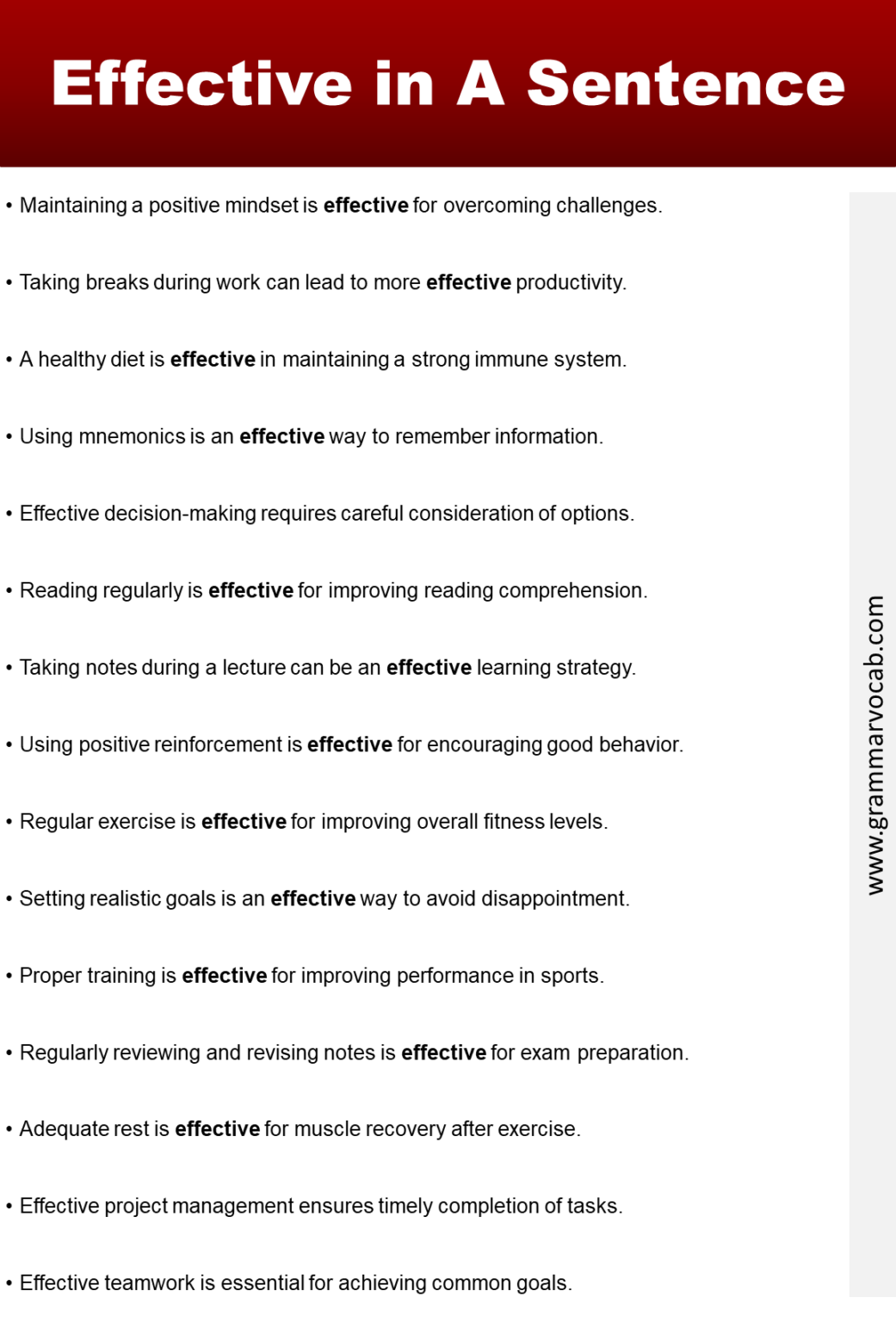 Sentences with Effective: Use Effective in A Sentence - GrammarVocab
