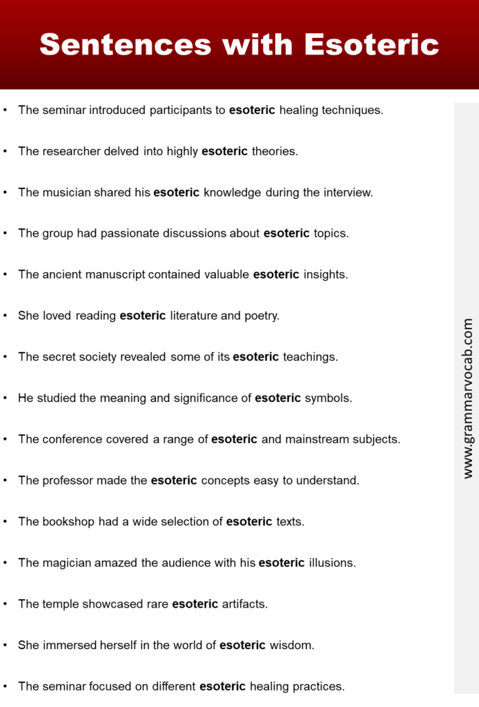 Examples of 'Esoteric' In A Sentence - GrammarVocab
